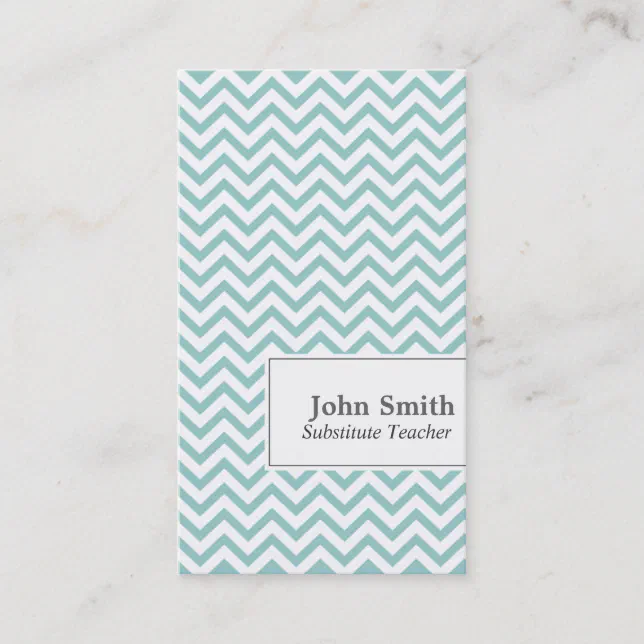 Chevron Stripes Substitute Teacher Business Card | Zazzle