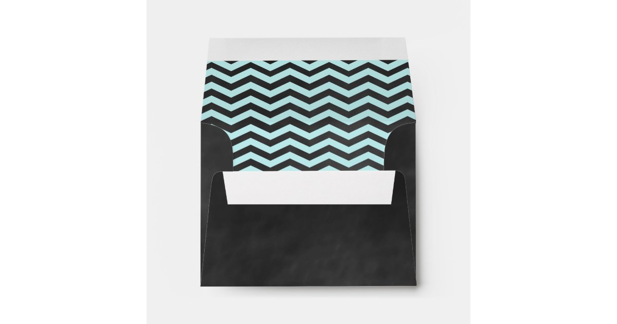 Chevron Turquoise Chalkboard RSVP Envelope | Zazzle