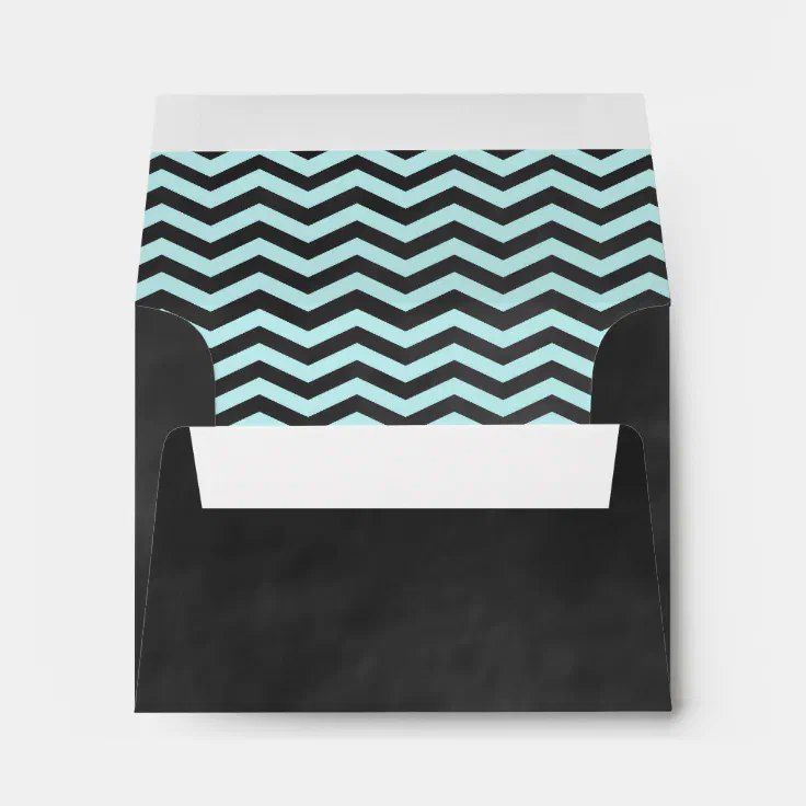 Chevron Turquoise Chalkboard RSVP Envelope | Zazzle