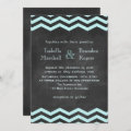 Chevron Turquoise Chalkboard Wedding Invitation | Zazzle