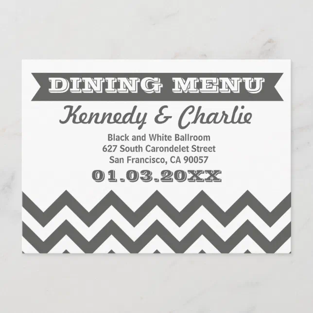 Chevron Wedding Menu Cards | Zazzle