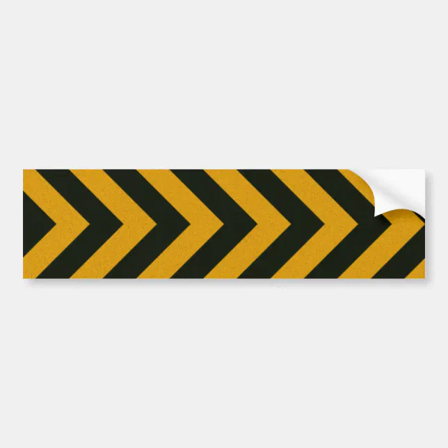 Chevron Yellow Black Hazard Stripes Bumper Sticker | Zazzle