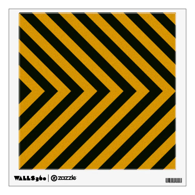 Chevron Yellow Black Hazard Stripes Wall Sticker | Zazzle