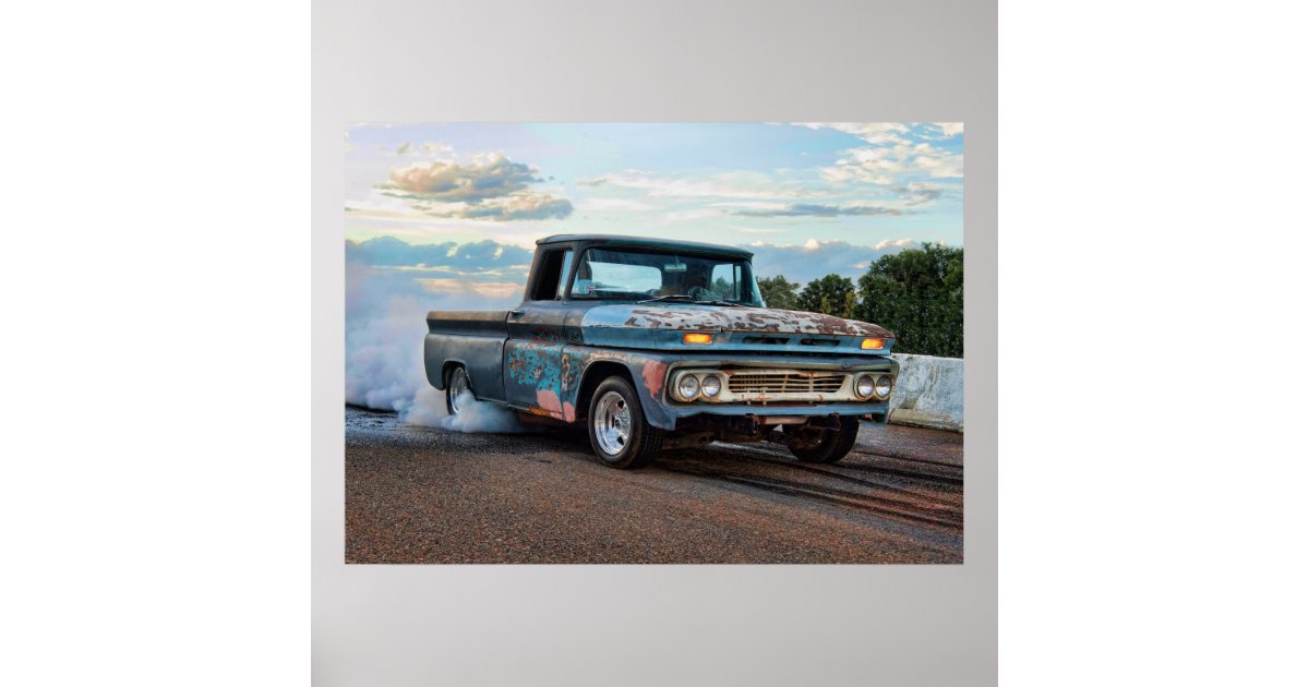 Chevy C10 Burnout Poster | Zazzle