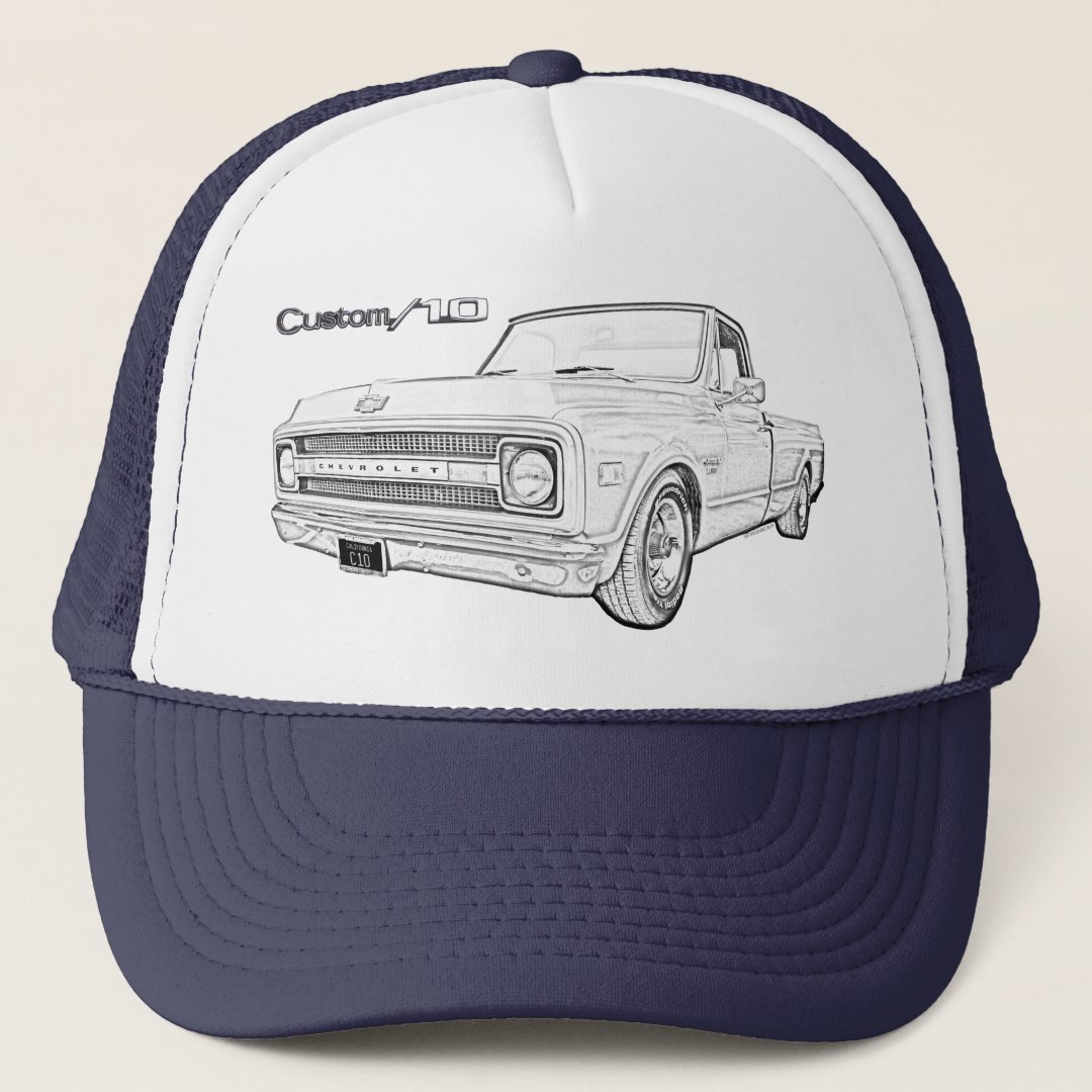 Chevy C10 Custom Classic Pickup Truck Trucker Hat | Zazzle