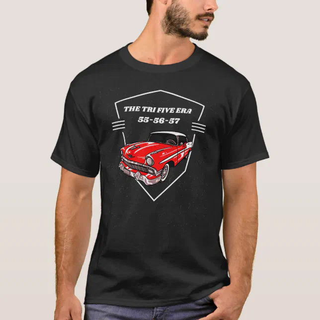 Chevy Car Tri Five Era 55 56 57 Red Vintage T-Shirt | Zazzle