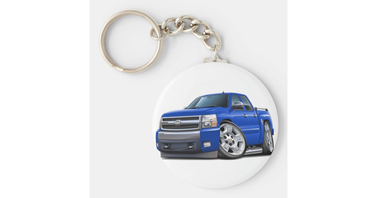 Chevy Silverado Dualcab Blue Truck Keychain | Zazzle.com