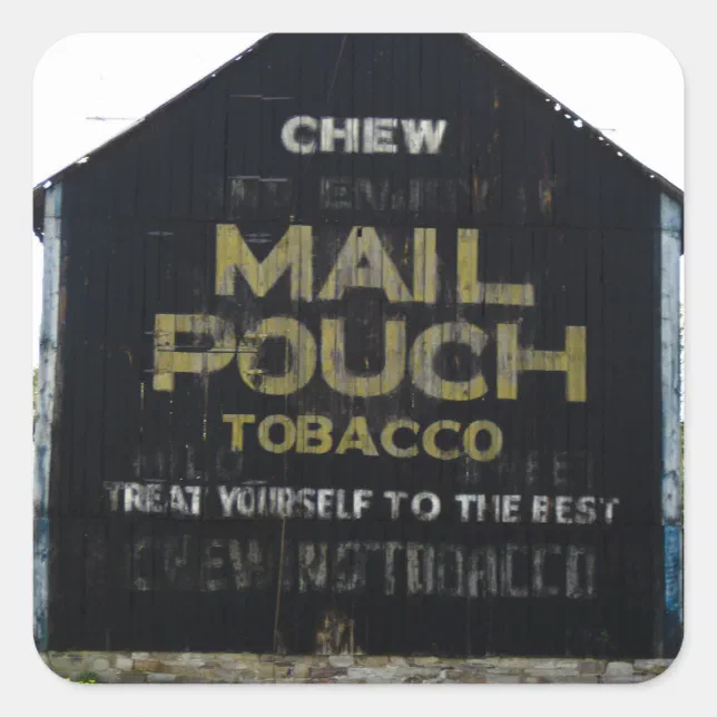 Chew Mail Pouch Tobacco Barn - Original Photo Square Sticker | Zazzle