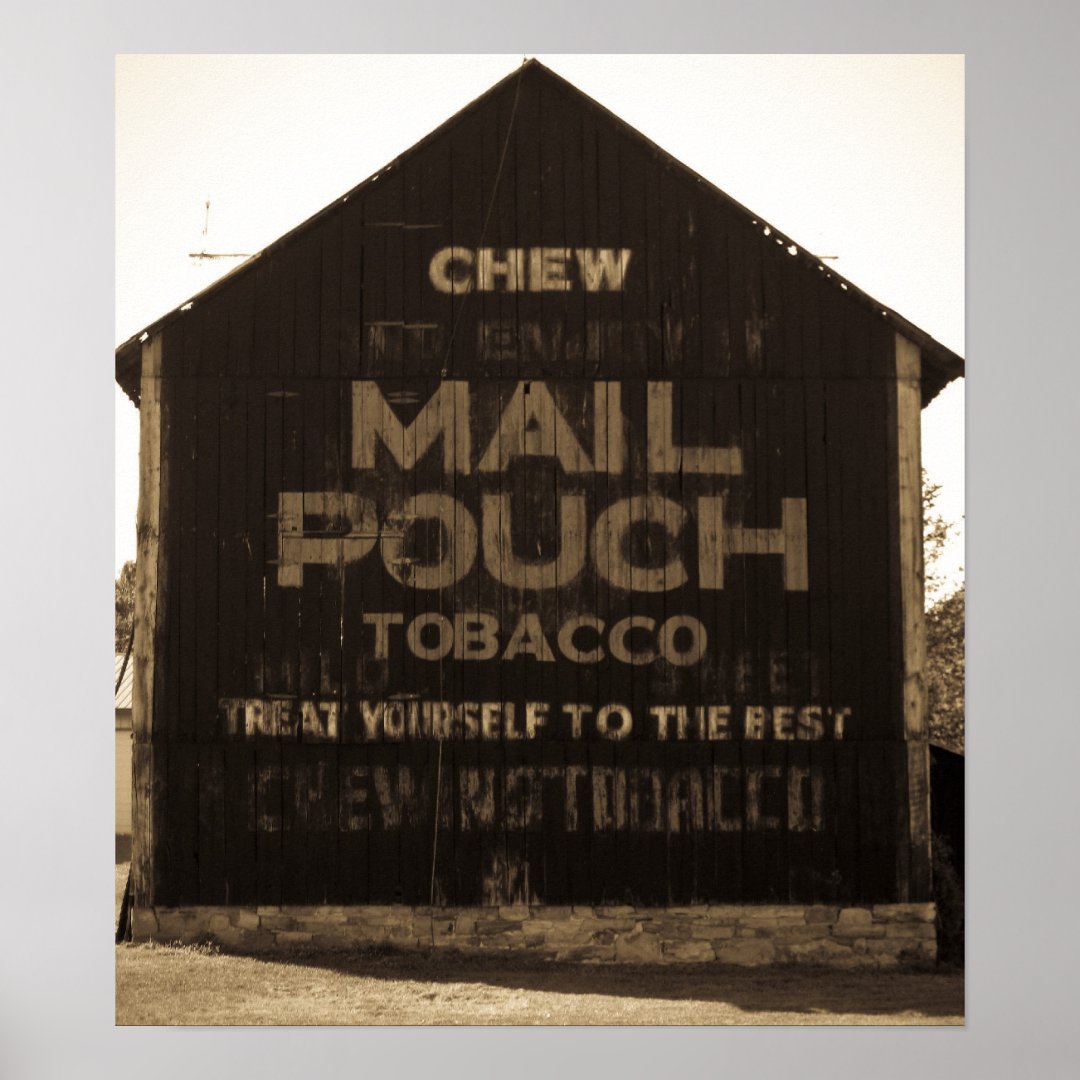 Chew Mail Pouch Tobacco Barn Sepia Poster | Zazzle