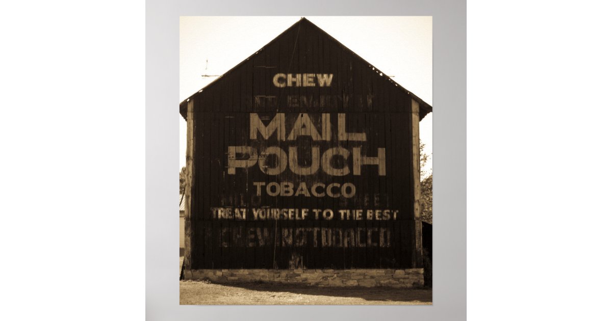Chew Mail Pouch Tobacco Barn Sepia Poster | Zazzle