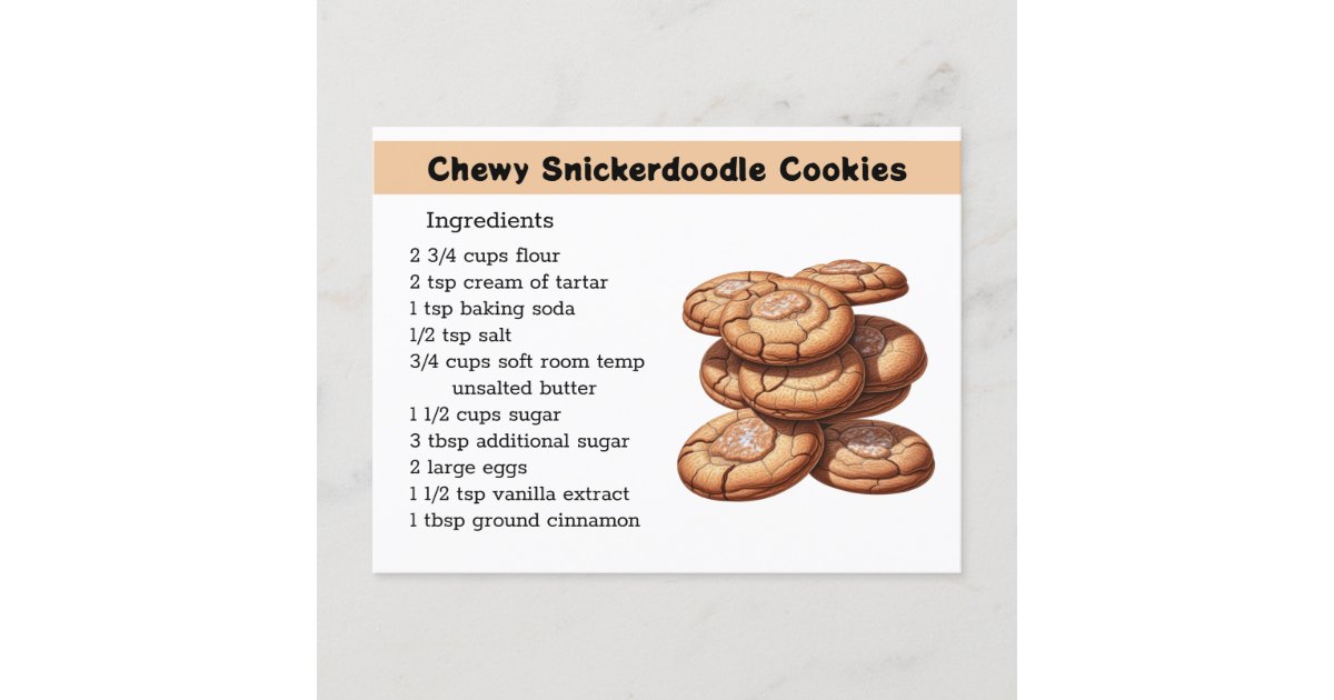 Chewy Snickedoodle Cookies Recipe Postcard | Zazzle