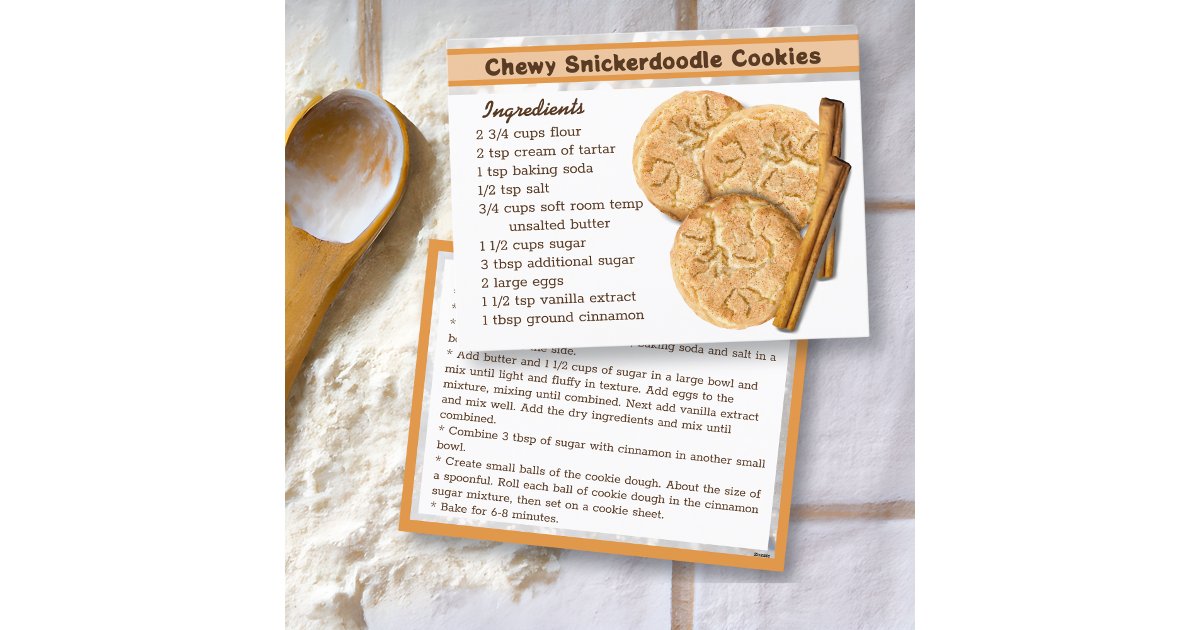Chewy Snickedoodle Cookies Recipe Postcard | Zazzle