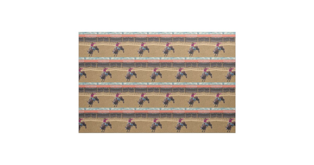 Cheyenne Rodeo Cowboy Bull Rider 2 Fabric | Zazzle
