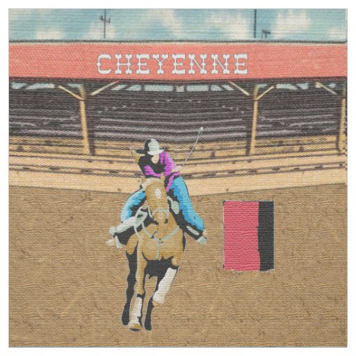 Cheyenne Rodeo Cowgirl Barrel Racing Fabric | Zazzle