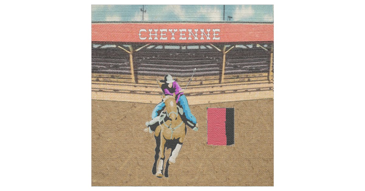 Cheyenne Rodeo Cowgirl Barrel Racing Fabric | Zazzle