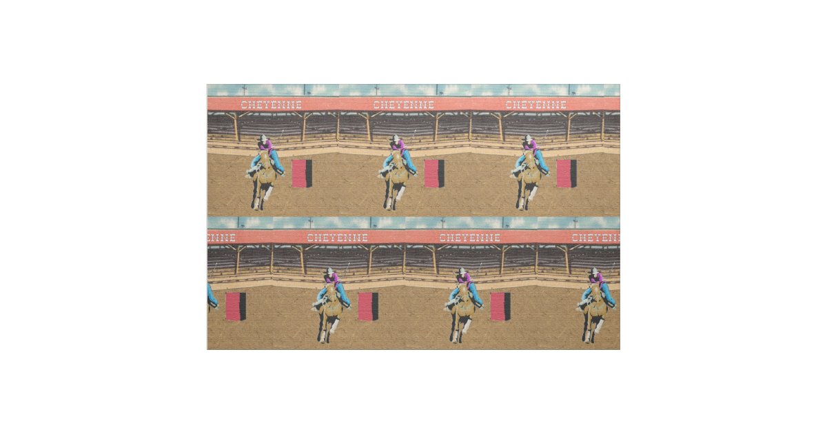 Cheyenne Rodeo Cowgirl Barrel Racing Fabric | Zazzle