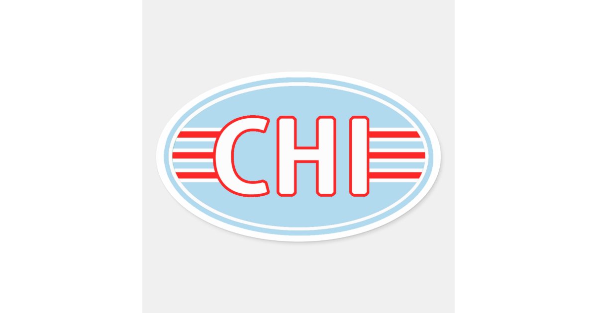 CHI Chicago Flag Colors Oval Sticker | Zazzle