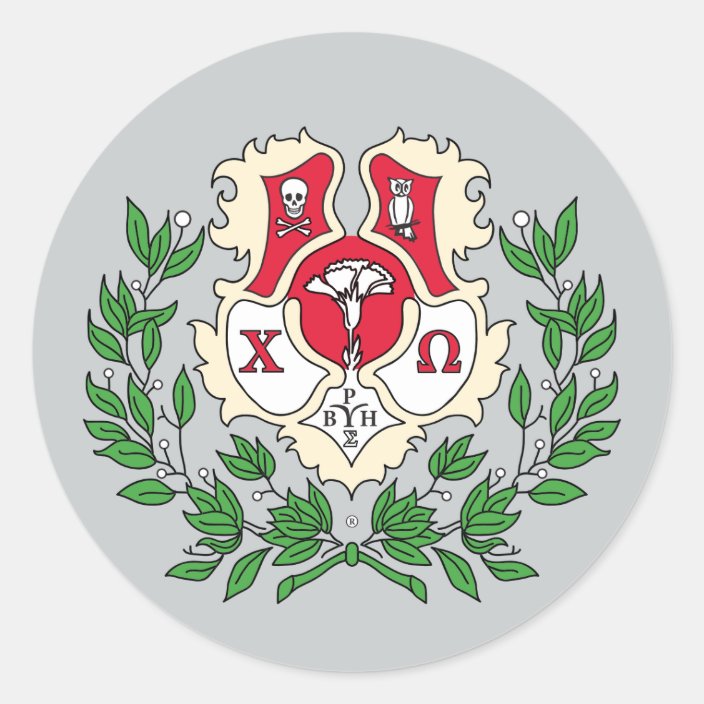 Chi Omega Crest Classic Round Sticker | Zazzle.com