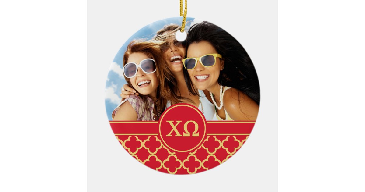 Chi Omega | Monogram and Photo Ceramic Ornament | Zazzle