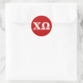 Chi Omega White and Red Letters Classic Round Sticker | Zazzle