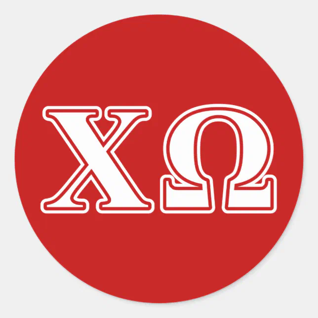 Chi Omega White and Red Letters Classic Round Sticker | Zazzle
