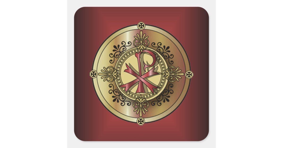 Chi-Rho Monogram ~ Christian Symbol P & X Square Sticker | Zazzle