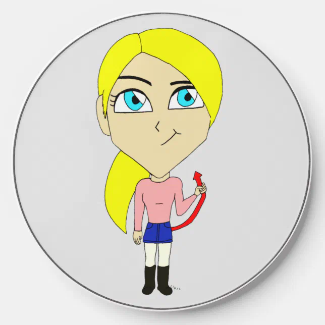 chibi "bad" girl wireless charger | Zazzle