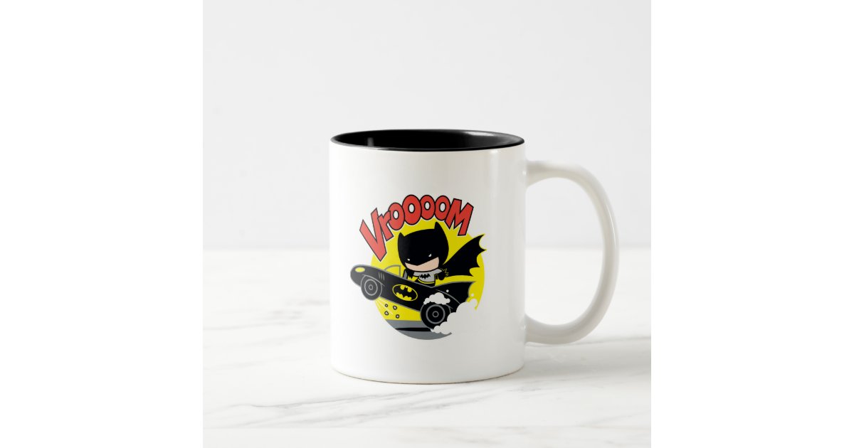 Chibi Batman In The Batmobile Two-Tone Coffee Mug | Zazzle