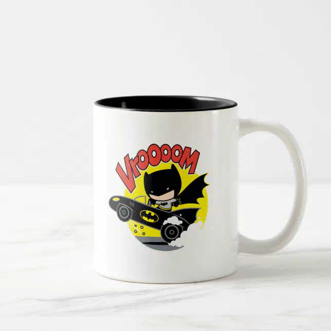 Chibi Batman In The Batmobile Two-Tone Coffee Mug | Zazzle