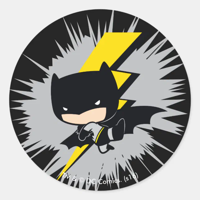 Chibi Batman Lightning Kick Classic Round Sticker | Zazzle