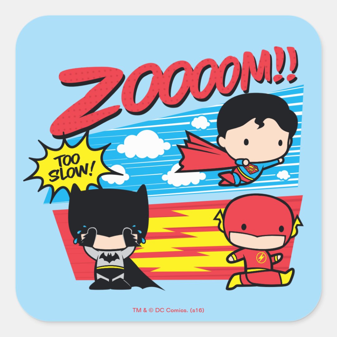 Chibi Batman Too Slow! Square Sticker | Zazzle