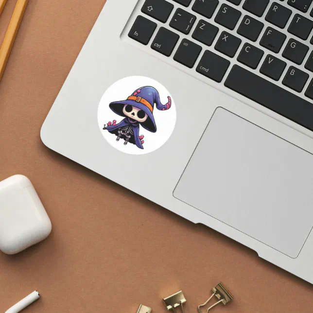 Chibi Bone Witch Sticker – Cute Gothic Fantasy Dec | Zazzle