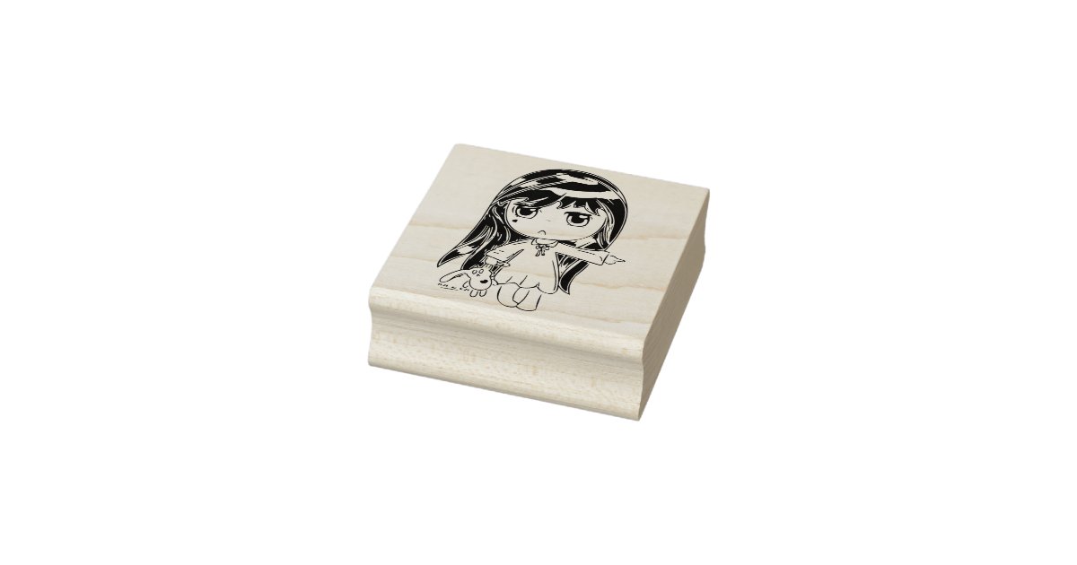 Chibi Buffer Girl Rubber Stamp | Zazzle