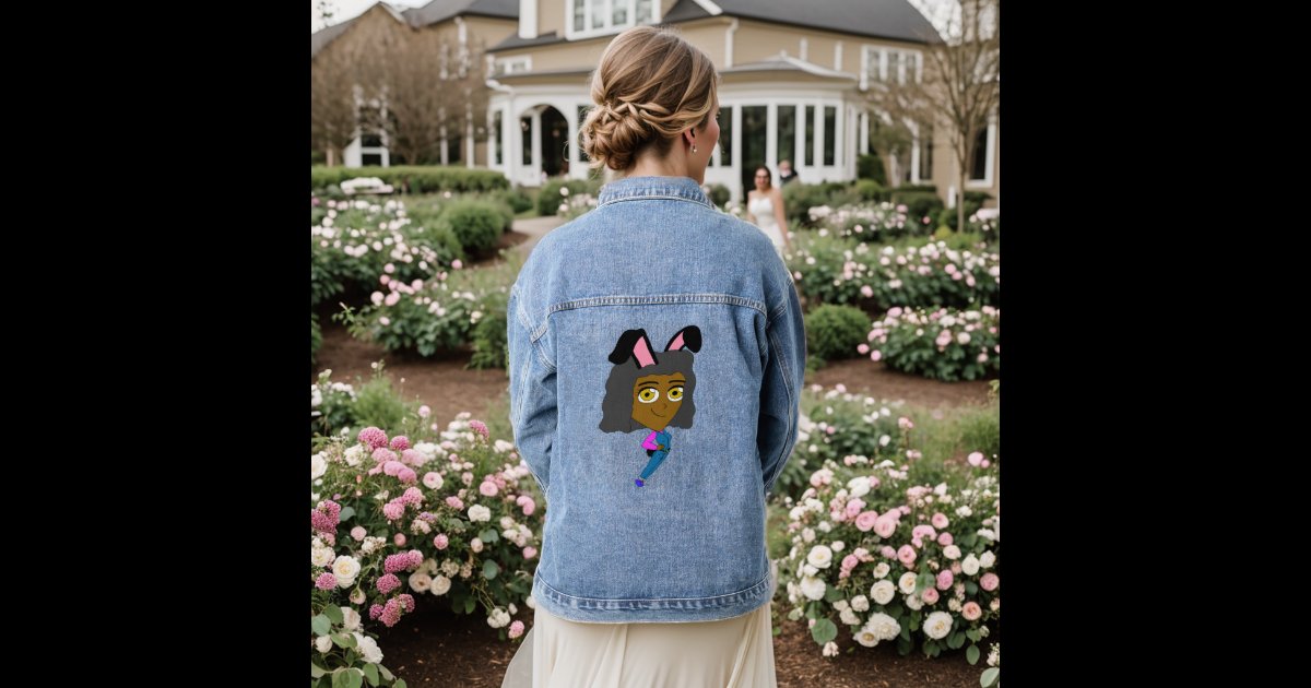 chibi bunnygirl button denim jacket | Zazzle