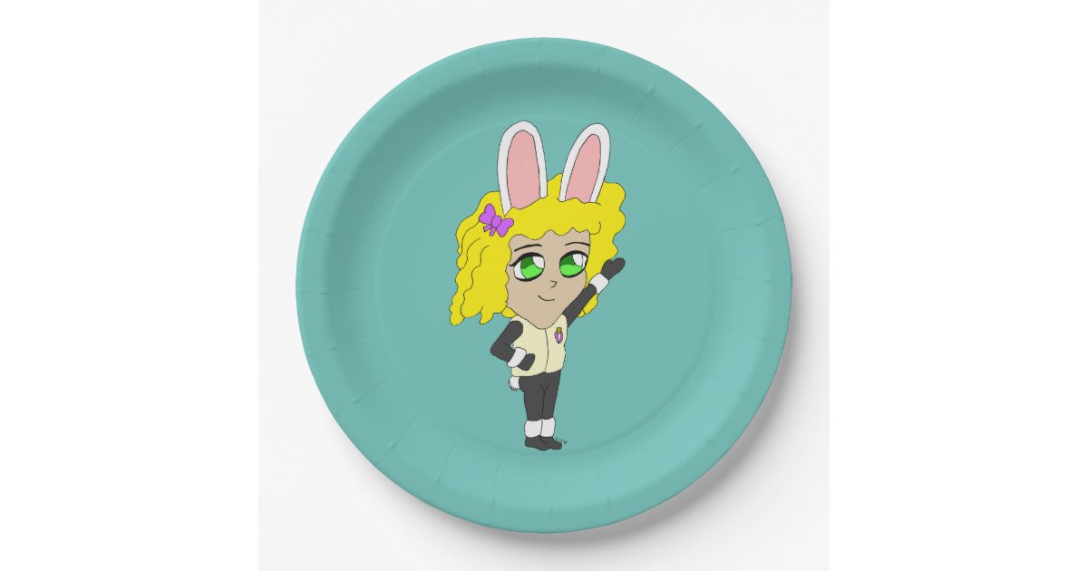 chibi bunnygirl paper plates | Zazzle