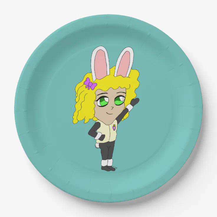 chibi bunnygirl paper plates | Zazzle