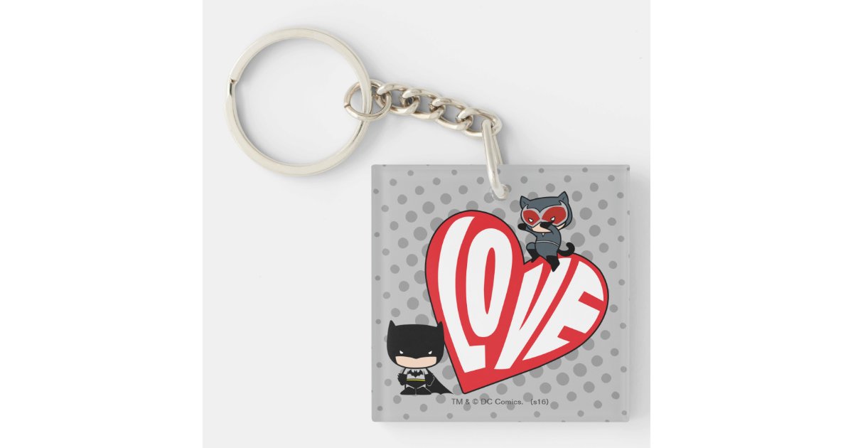 Chibi Catwoman Pounce on Batman Keychain | Zazzle