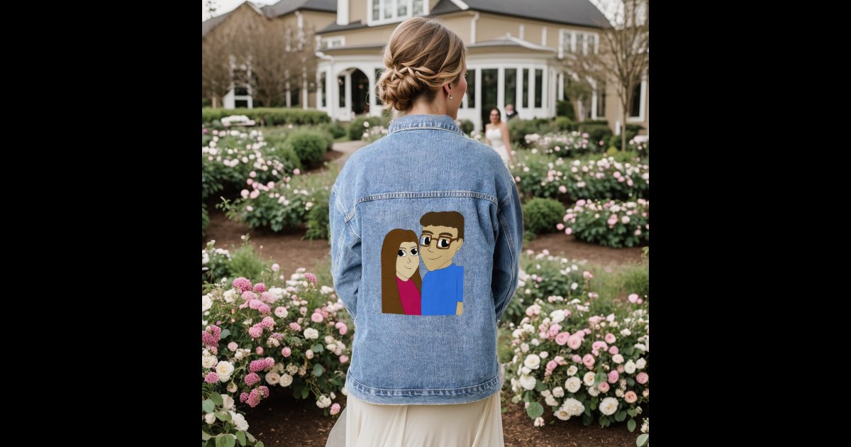 Chibi couple denim jacket | Zazzle