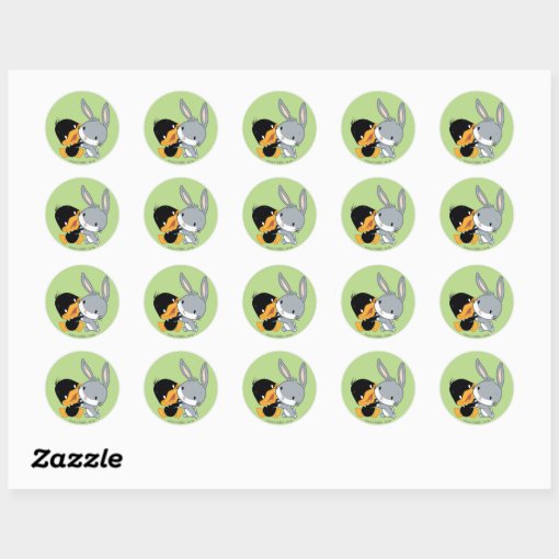 Chibi DAFFY DUCK™ & BUGS BUNNY™ Classic Round Sticker | Zazzle