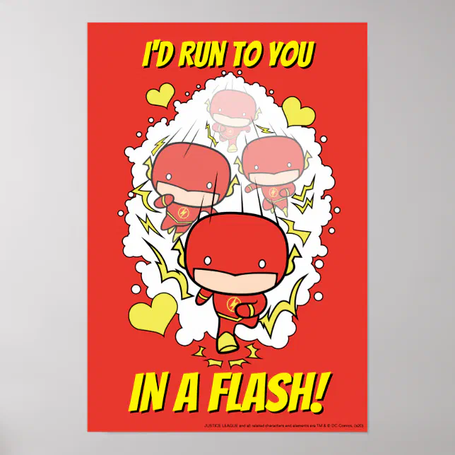 Chibi Flash - I'd Run To You In A Flash Valentine Poster | Zazzle