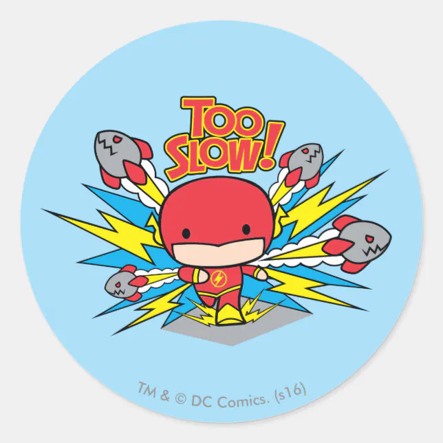 Chibi Flash Outrunning Rockets Classic Round Sticker | Zazzle