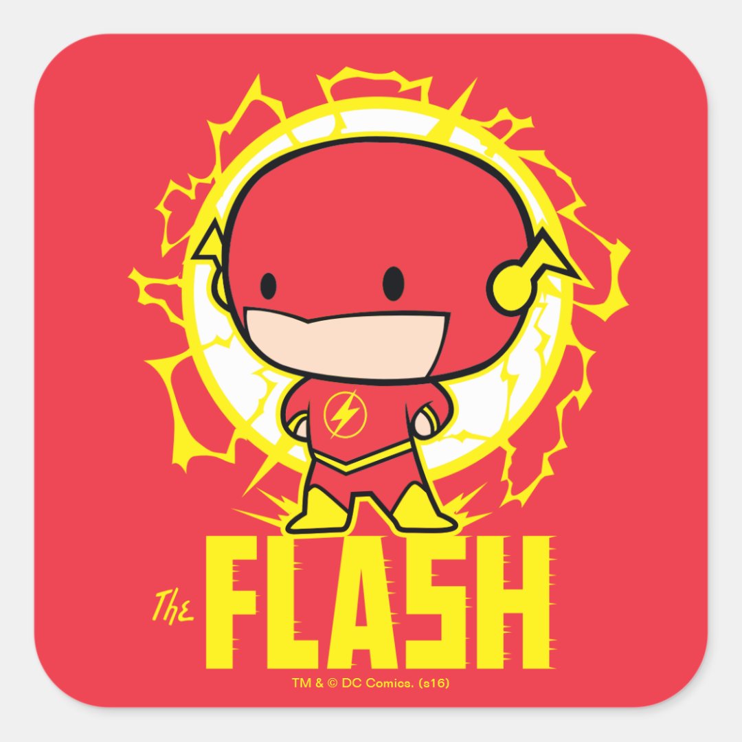 Chibi Flash With Electricity Square Sticker | Zazzle