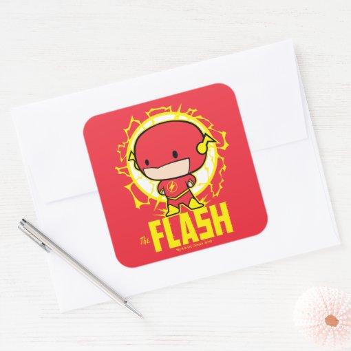 Chibi Flash With Electricity Square Sticker | Zazzle