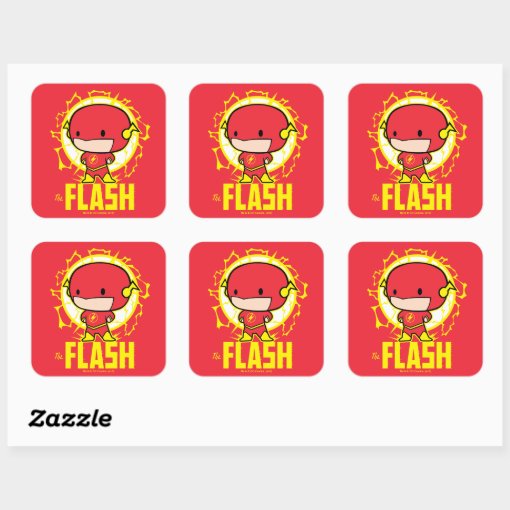 Chibi Flash With Electricity Square Sticker | Zazzle