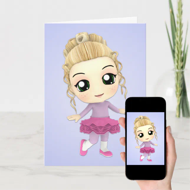 Chibi Girl Ballerina Birthday Card | Zazzle