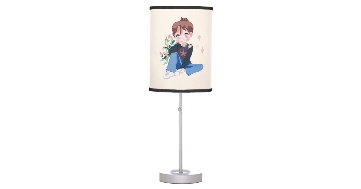 Chibi Girl Illustration Table Lamp | Zazzle