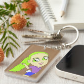 chibi girl with a bunny tail keychain | Zazzle