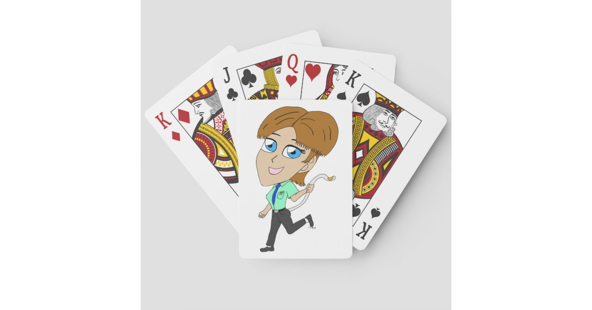chibi girl with a tail poker cards | Zazzle