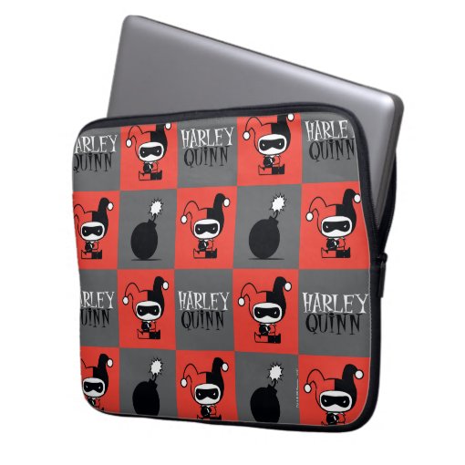 Chibi Harley Quinn Checker Pattern Laptop Sleeve | Zazzle