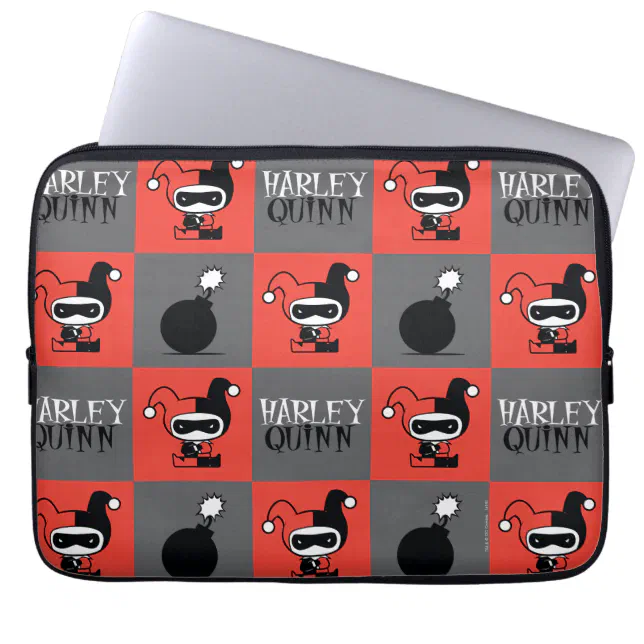 Chibi Harley Quinn Checker Pattern Laptop Sleeve | Zazzle